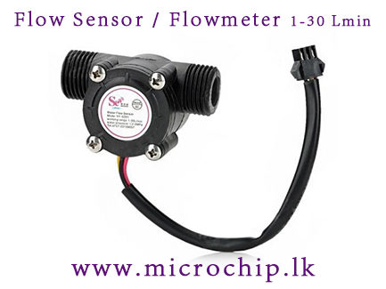 Water Flow Sensor Flowmeter Hall Flow Sensor 1/2″ 1-30L/min – Microchip.lk