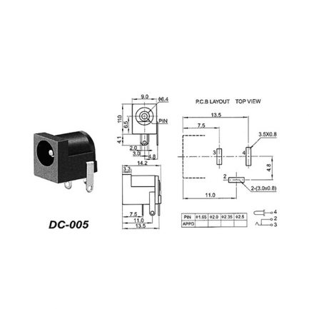 DC-005 Power outlet Black DC Power Jack Socket Connector DC005 5.5*2.1mm 2.1 socket Round the ...