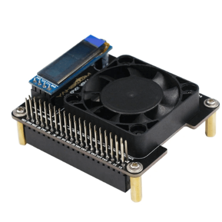 Raspberry Pi RGB Cooling HAT with adjustable fan and OLED display for 4B/3B+/3B – Microchip.lk
