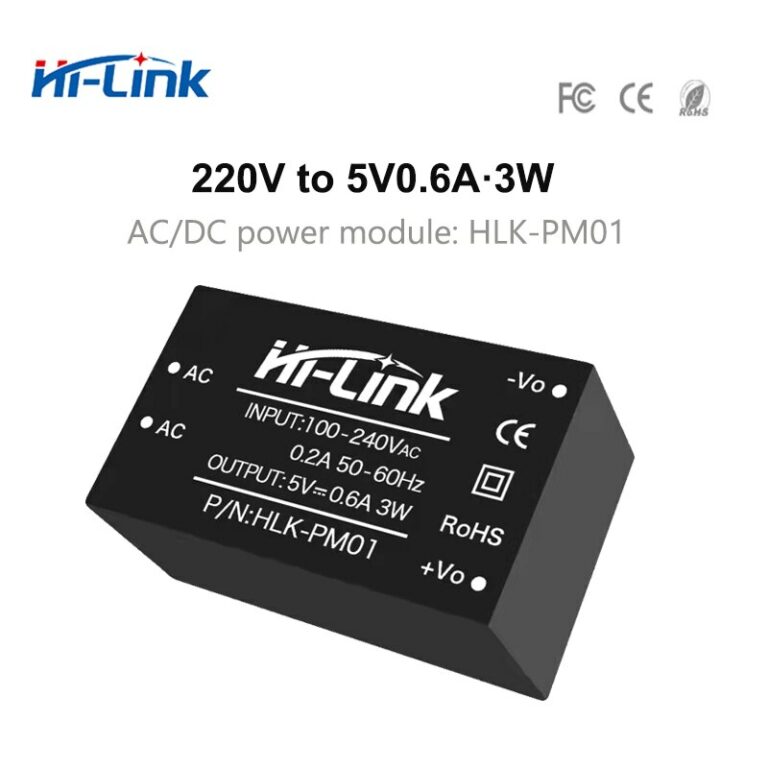 Hi-Link Power Supply HLK-PM01 100V-240VAC / 5VDC – 0.6A – Microchip.lk